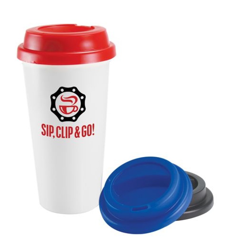 Tasse personnalisable à café à emporter en plastique à double paroi ...