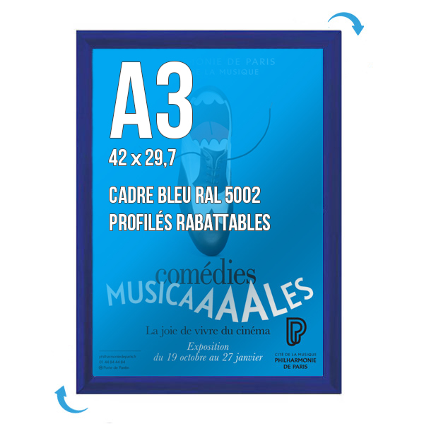 Cadre affichage personnalisable clic-clac mural a.3 bleu 5002 | Objet ...