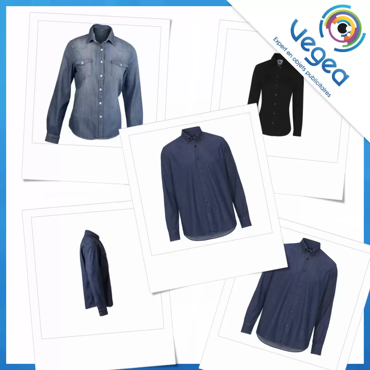 Chemise en jean publicitaire personnalisée avec logo pour entreprise ...