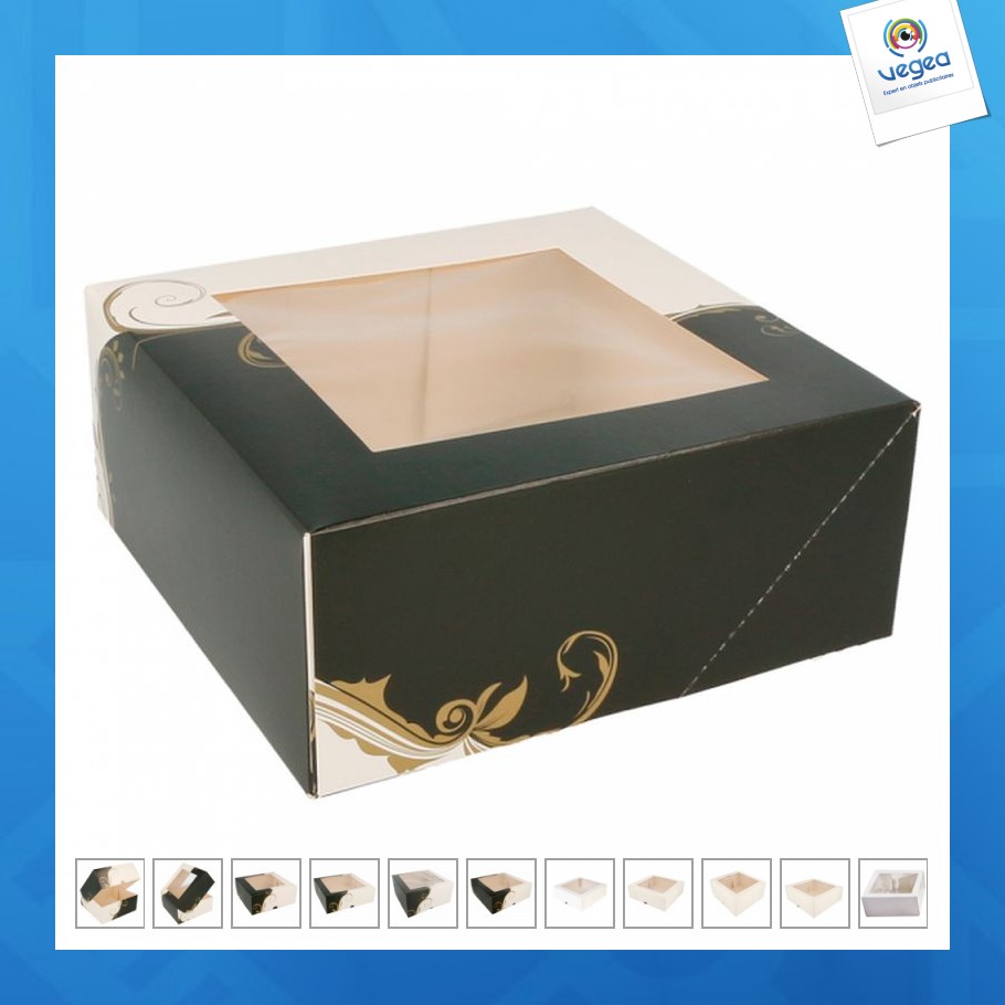 Boîte à gâteau carrée à fenêtre personnalisable | Cadeau d’affaires ...