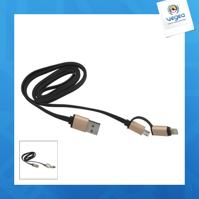 Cable usb personnalisable 2 en 1 | Objets publicitaires | 00004V0132387