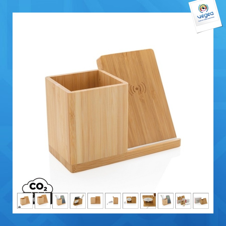 Chargeur sans fil 10w en bambou fsc® calgary personnalisable | Goodies ...