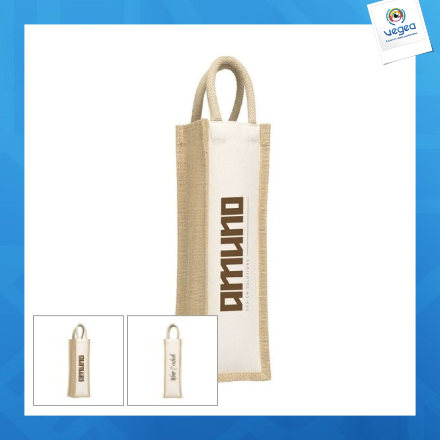 Jute canvas wine bag sac personnalisé à vin | Cadeau d’entreprise ...
