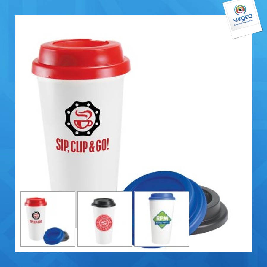 Tasse personnalisable à café à emporter en plastique à double paroi ...