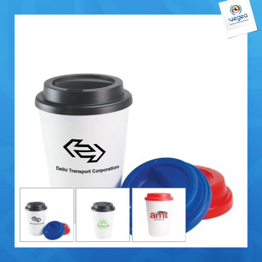 Tasse personnalisée à café à emporter en plastique à double paroi 340ml ...